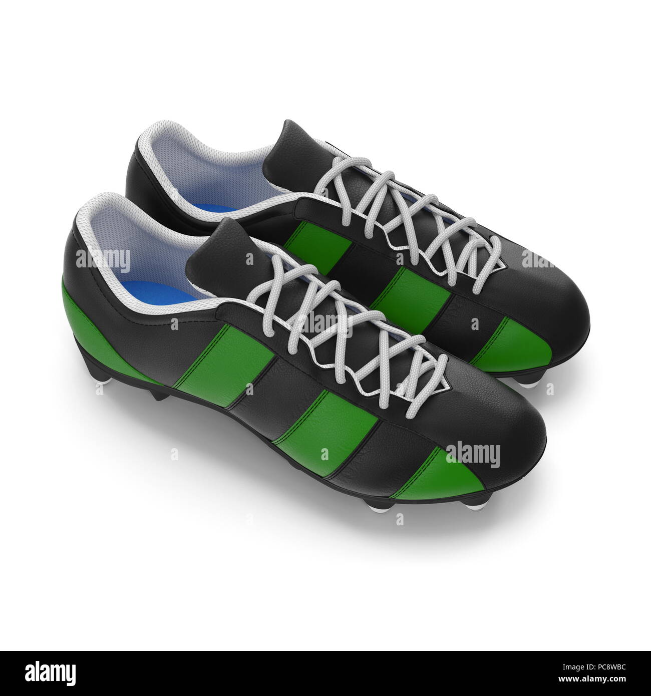Football boots on white. 3D illustration Stock Photo - Alamy