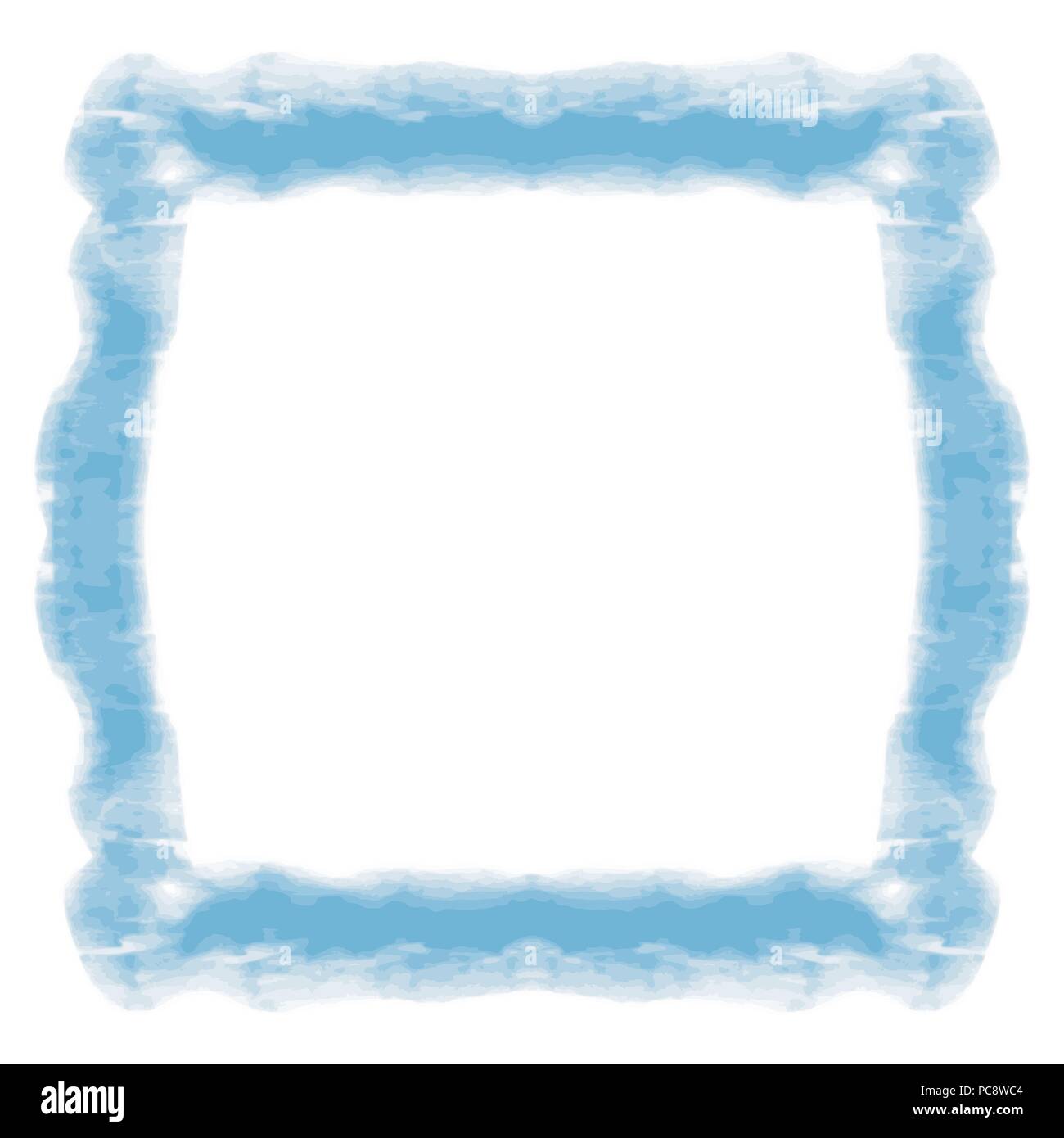 blue cloudy marble watercolor frame border pattern, vector illustration ...