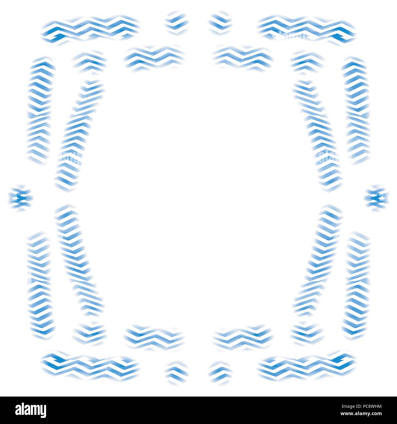 blue wavy lines watercolor frame border pattern, vector illustration ...