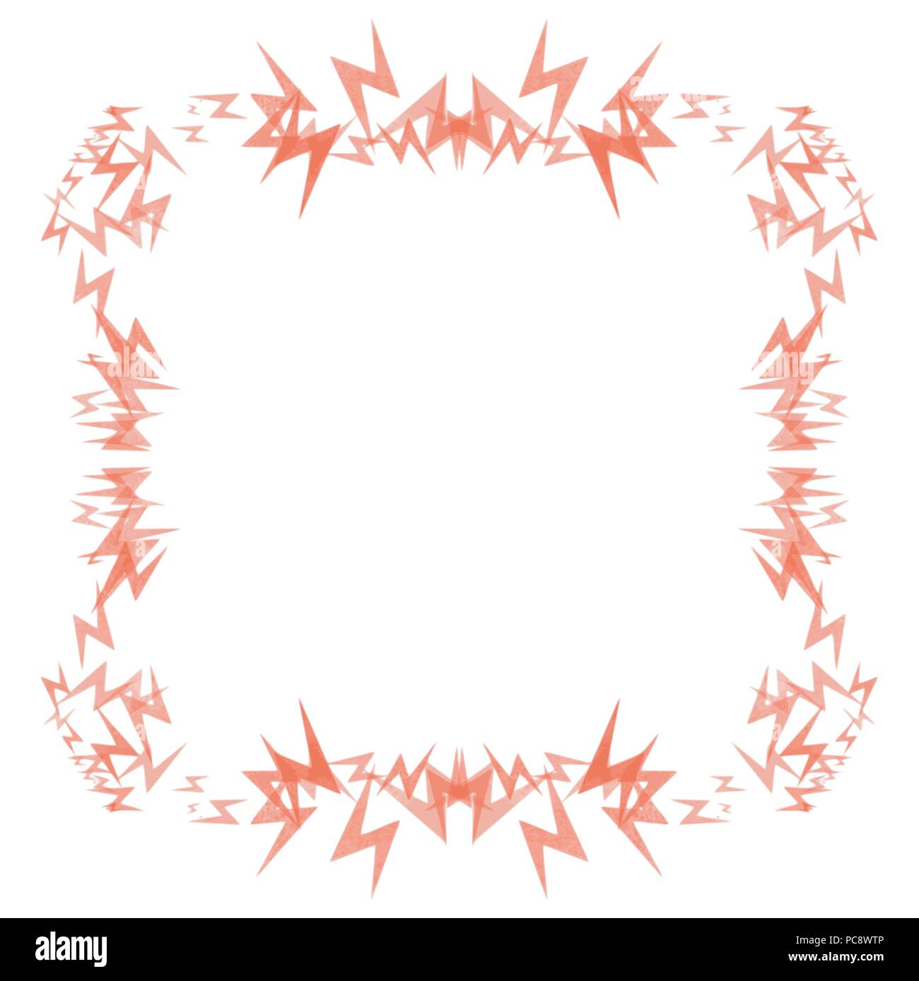 orange flash zig zag watercolor frame border pattern, vector ...