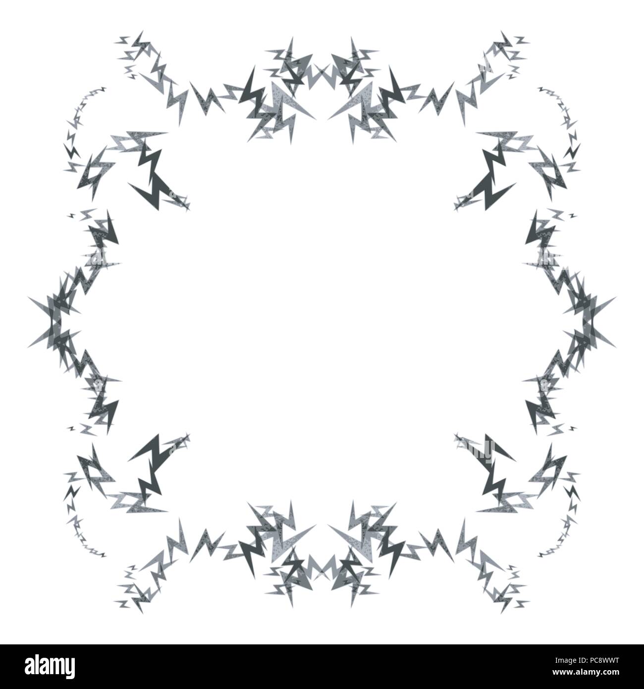 black flash zig zag watercolor frame border pattern, vector ...