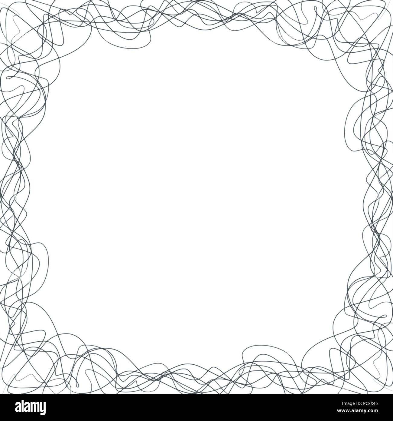 black scribble watercolor frame border pattern, vector illustration ...