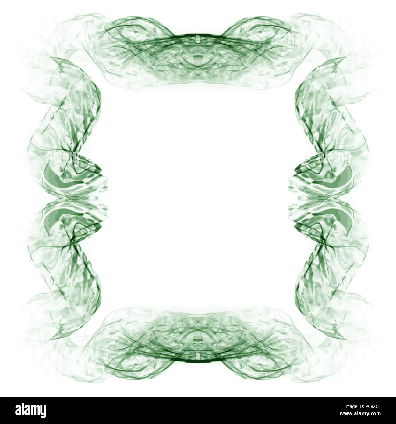 green ornate liquid surface watercolor frame border pattern, vector ...