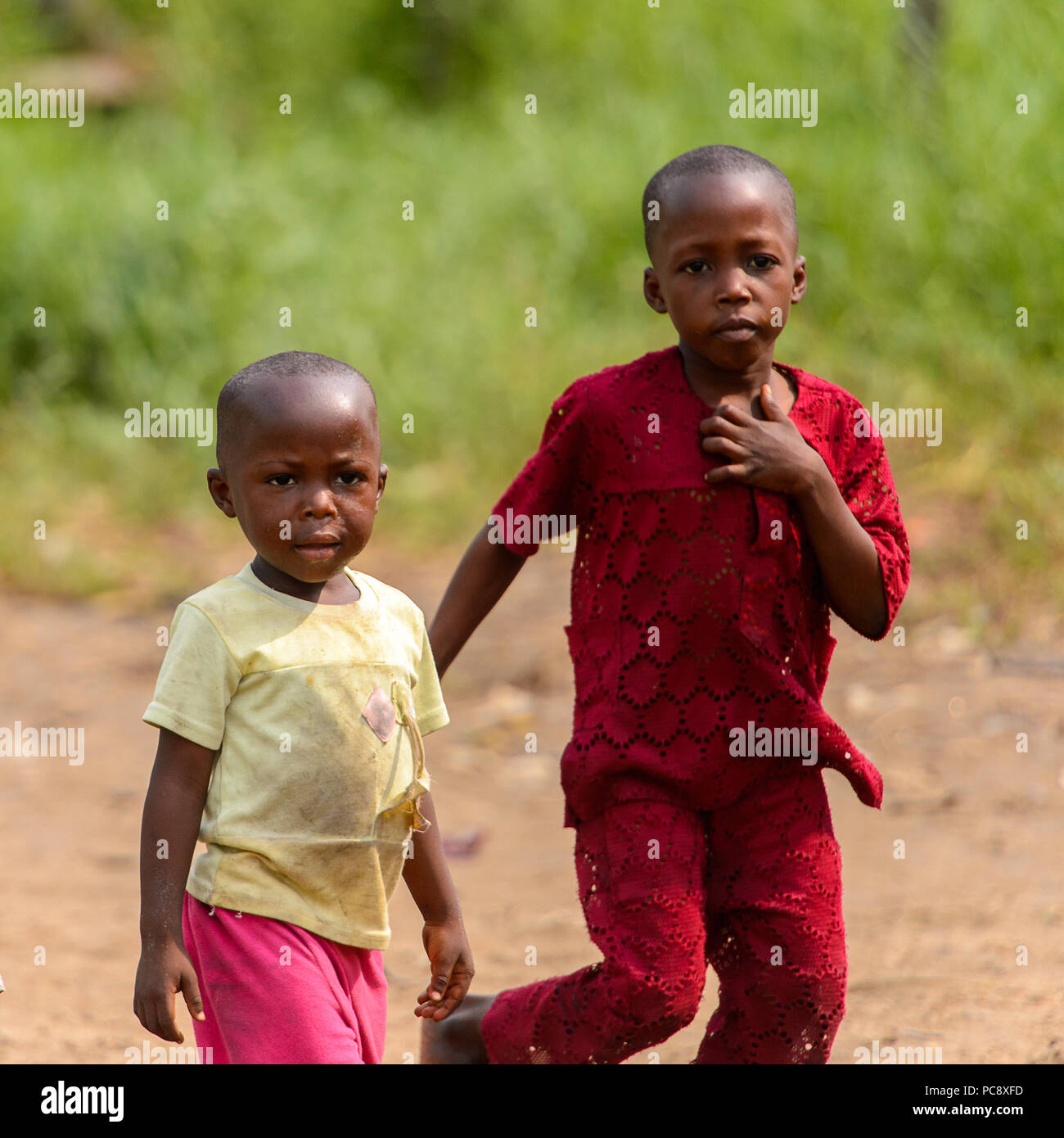 GANVIE, BENIN - JAN 11, 2017: Unidentified Beninese little children in ...