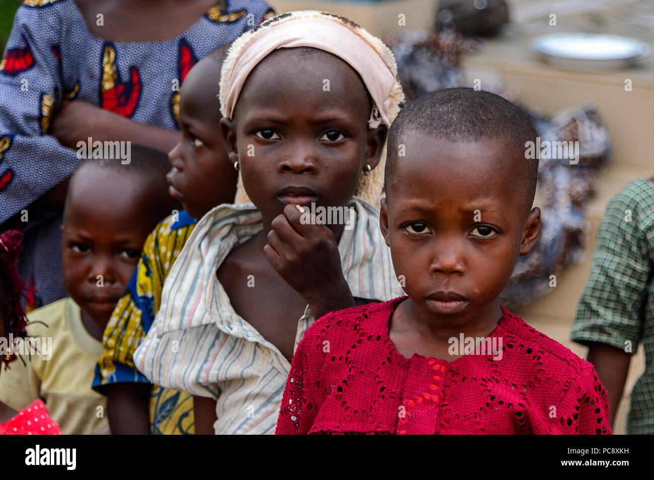 GANVIE, BENIN - JAN 11, 2017: Unidentified Beninese little kids in a ...