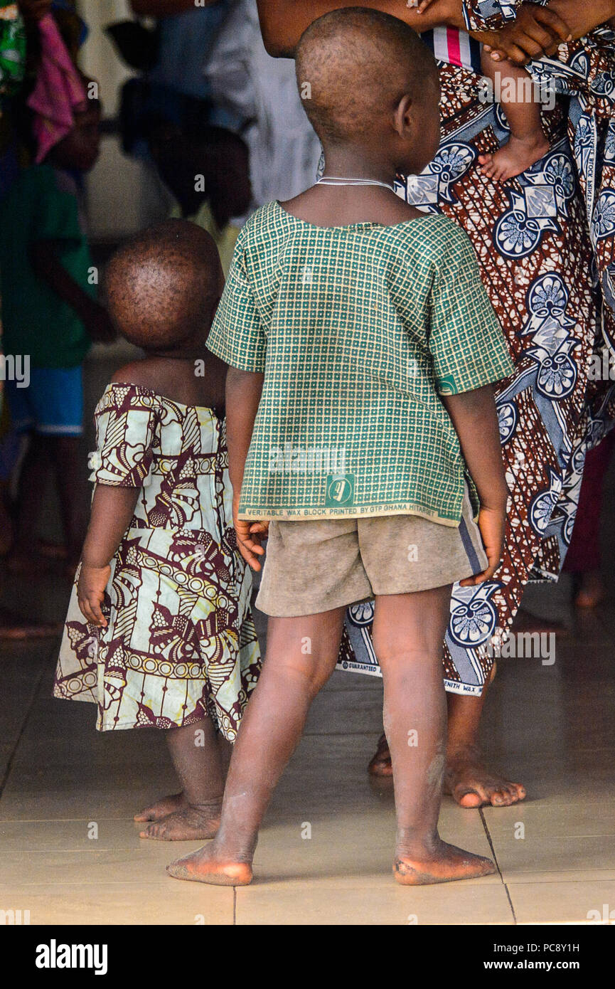 GANVIE, BENIN - JAN 11, 2017: Unidentified Beninese little kids in a ...
