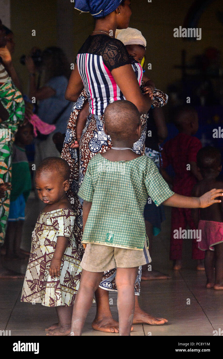 GANVIE, BENIN - JAN 11, 2017: Unidentified Beninese little kids in a ...