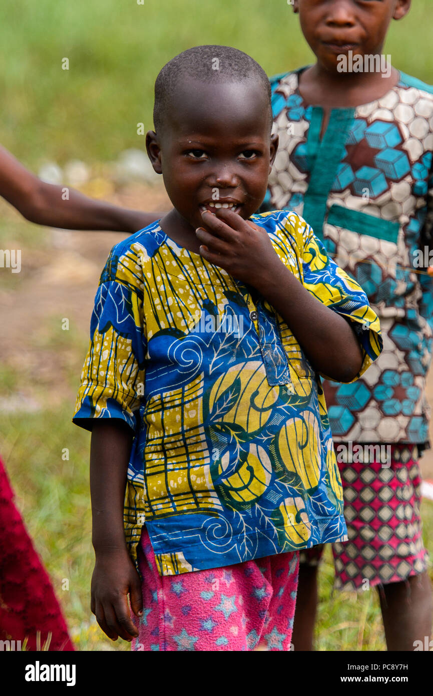 GANVIE, BENIN - JAN 11, 2017: Unidentified Beninese little boy in a ...