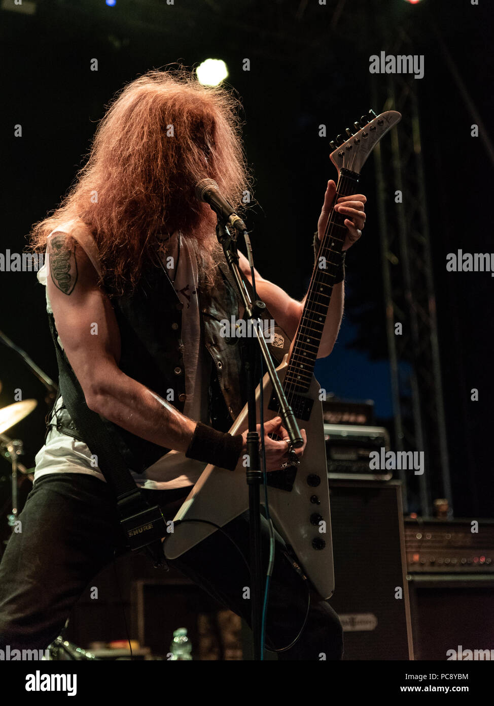 Bergamo, Italy - July 29, 2018: The Italian Metal band ATAVICUS ...