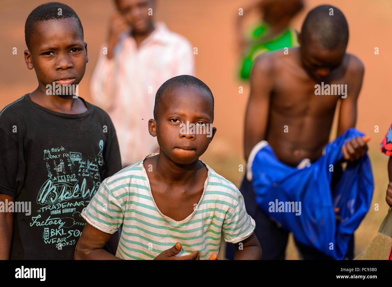 BOHICON, BENIN - JAN 11, 2017: Unidentified Beninese children after a ...