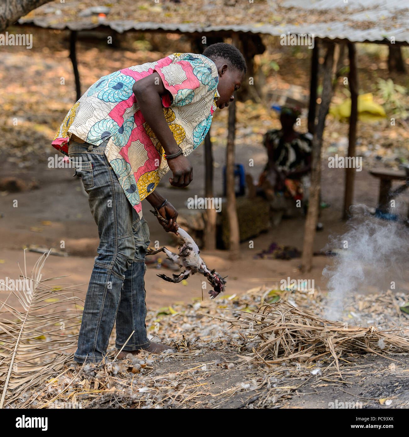 DANKOLI, BENIN - JAN 12, 2017: Unidentified Beninese man sacrifices a ...