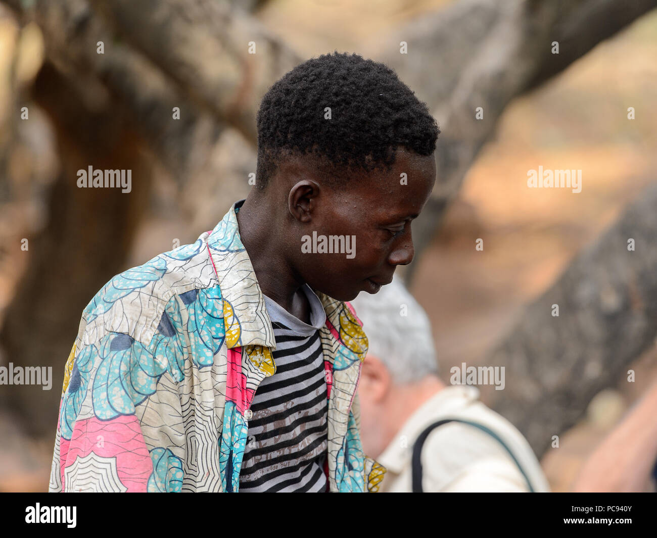 DANKOLI, BENIN - JAN 12, 2017: Unidentified Beninese man in a local the ...
