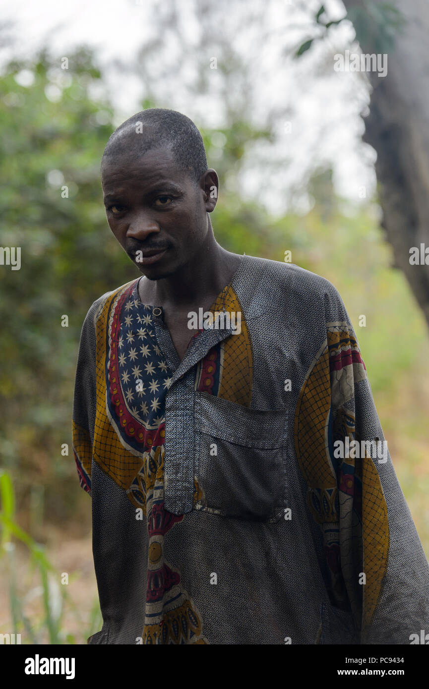 DANKOLI, BENIN - JAN 12, 2017: Unidentified Beninese man in the village ...