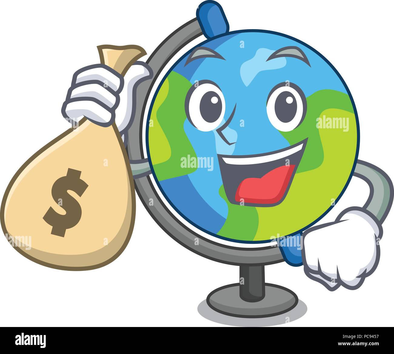 With money bag globe character cartoon style Stock Vector Image & Art ...