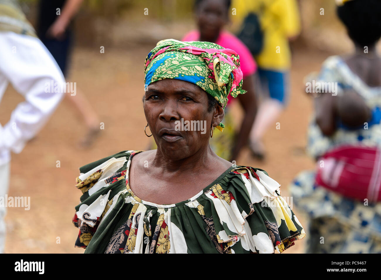 DANKOLI, BENIN - JAN 12, 2017: Unidentified Beninese angry woman in the ...
