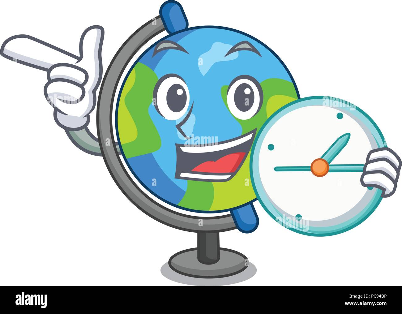 With clock globe character cartoon style Stock Vector Image & Art - Alamy
