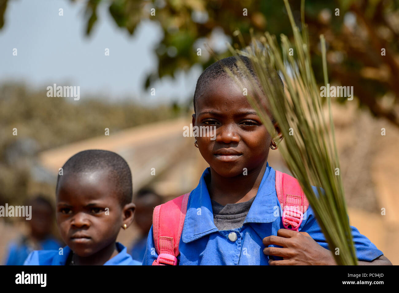 PIRA, BENIN - JAN 12, 2017: Unidentified Beninese little girls in a ...