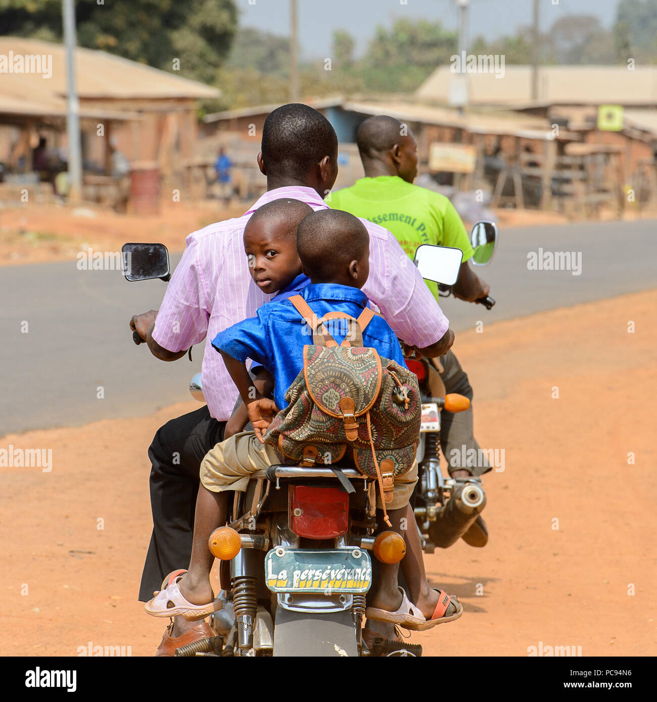 PIRA, BENIN - JAN 12, 2017: Unidentified Beninese little boy in a blue ...