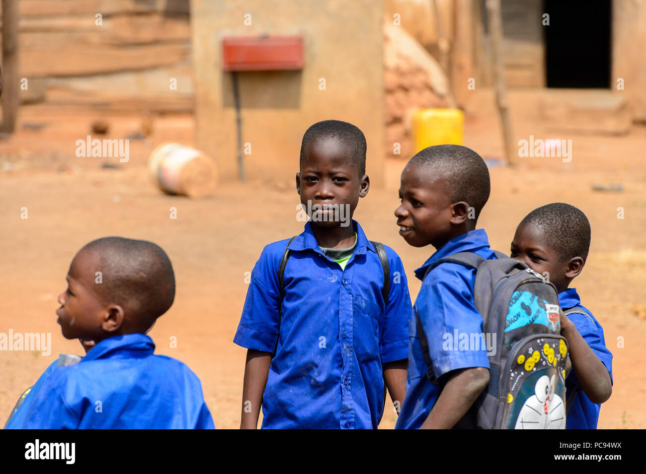 PIRA, BENIN - JAN 12, 2017: Unidentified Beninese children in school ...