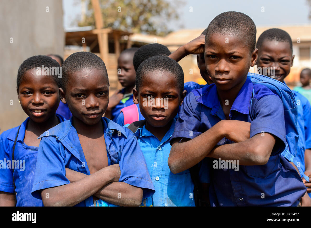 PIRA, BENIN - JAN 12, 2017: Unidentified Beninese children in school ...