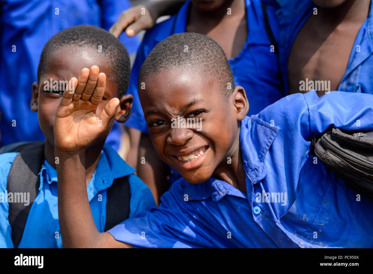 PIRA, BENIN - JAN 12, 2017: Unidentified Beninese children in school ...
