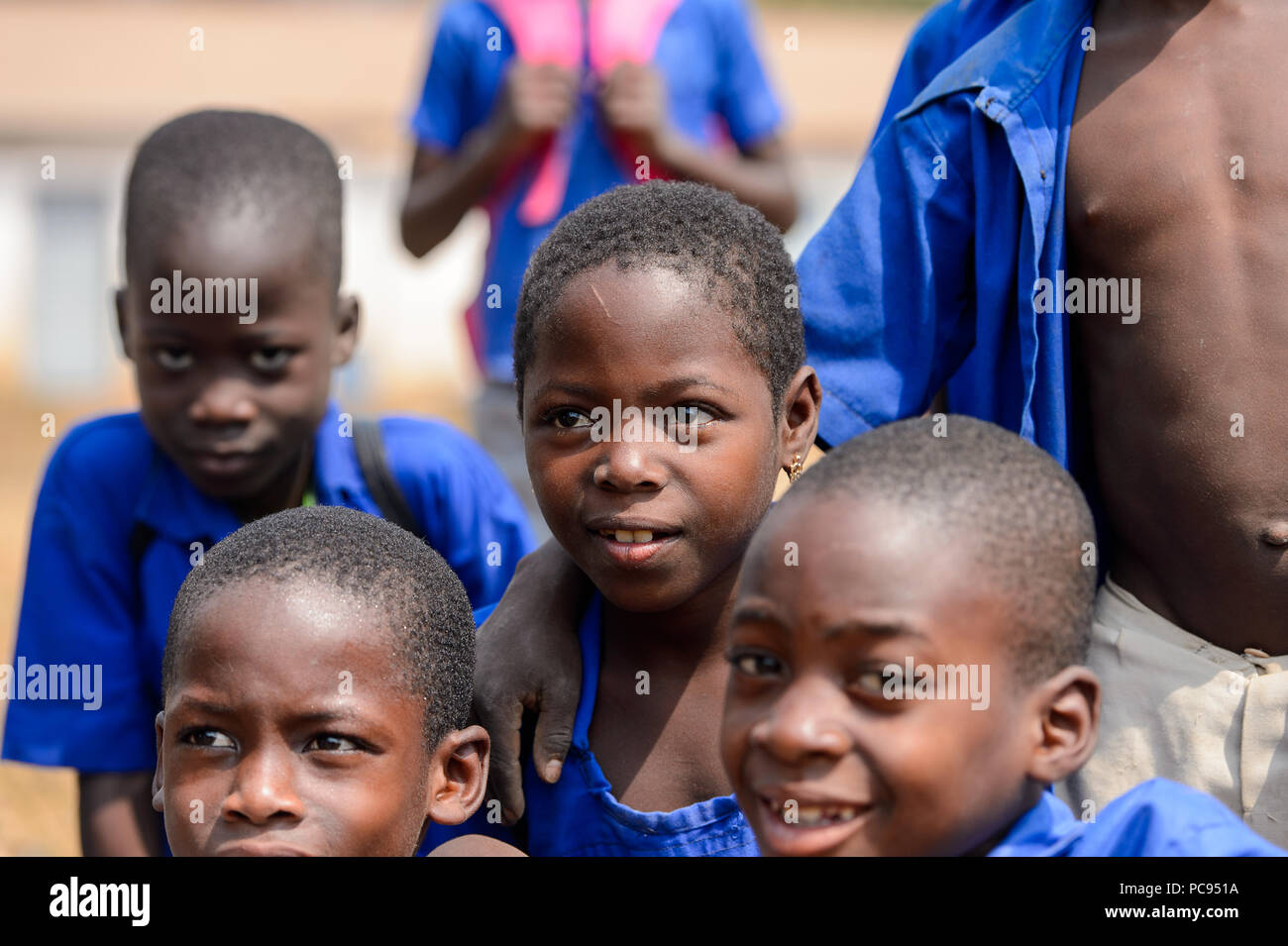 PIRA, BENIN - JAN 12, 2017: Unidentified Beninese children in school ...