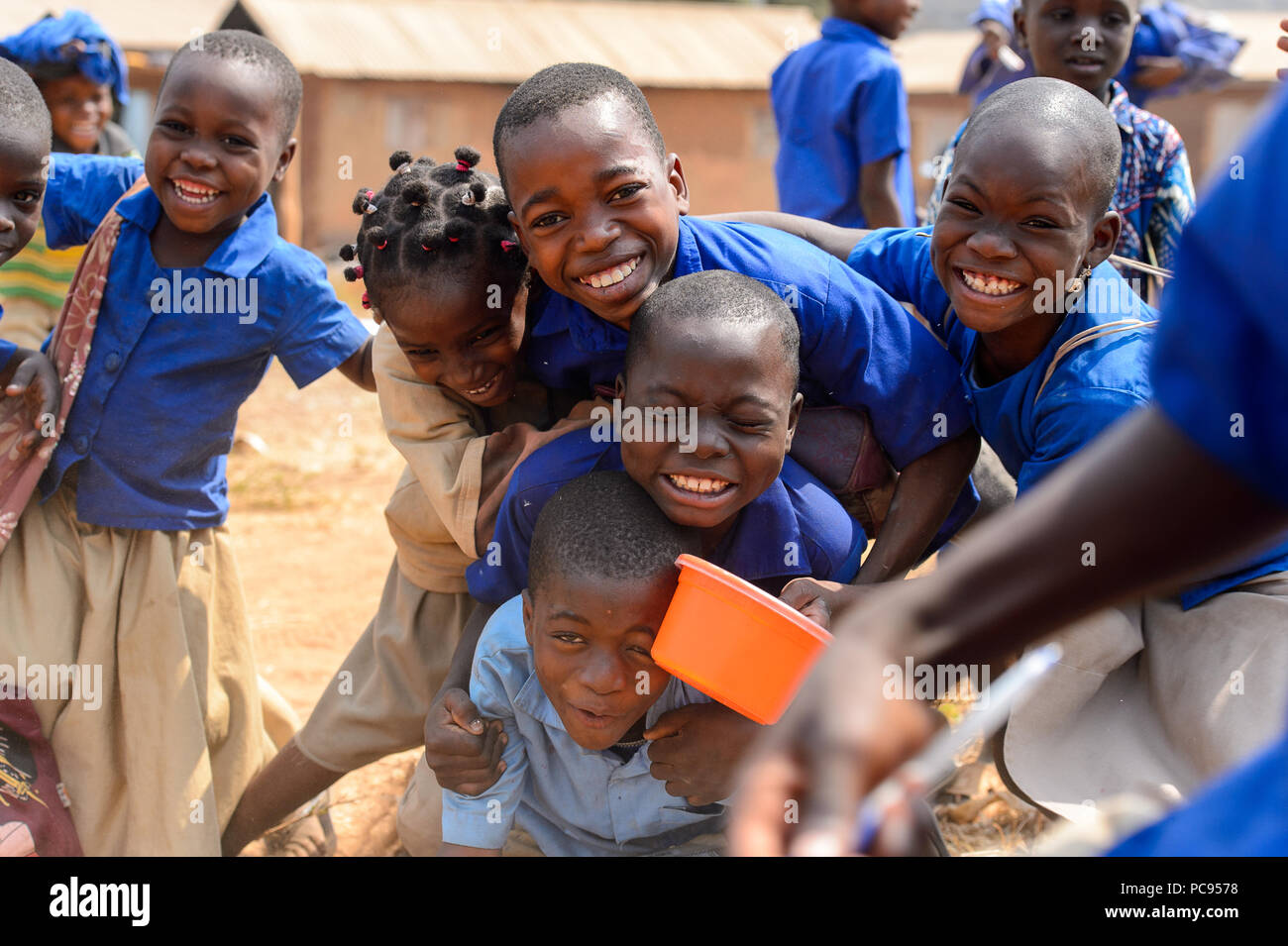 PIRA, BENIN - JAN 12, 2017: Unidentified Beninese children in school ...