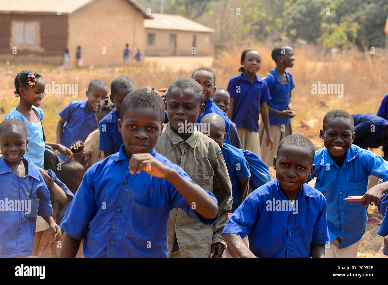PIRA, BENIN - JAN 12, 2017: Unidentified Beninese children in school ...