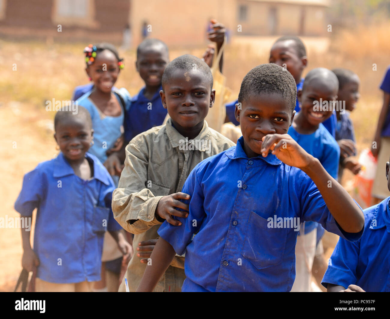 PIRA, BENIN - JAN 12, 2017: Unidentified Beninese children in school ...