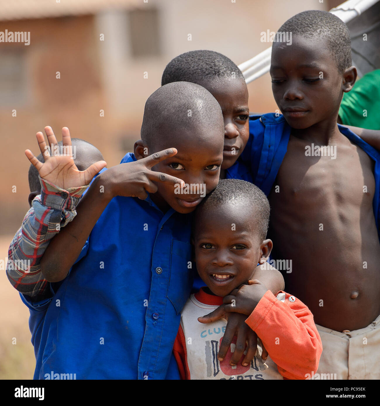 PIRA, BENIN - JAN 12, 2017: Unidentified Beninese children in school ...