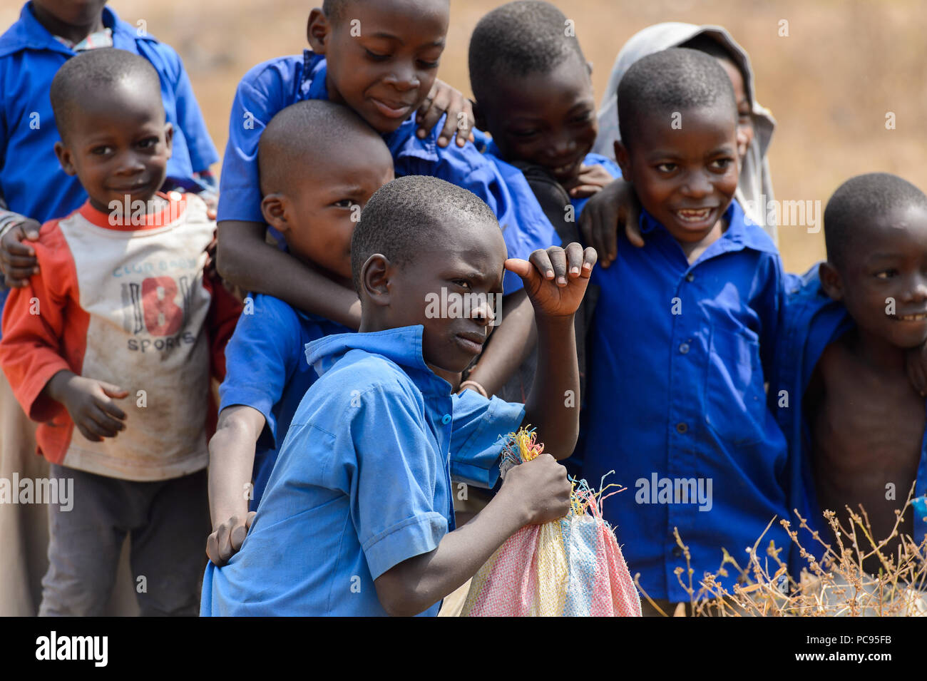 PIRA, BENIN - JAN 12, 2017: Unidentified Beninese children in school ...