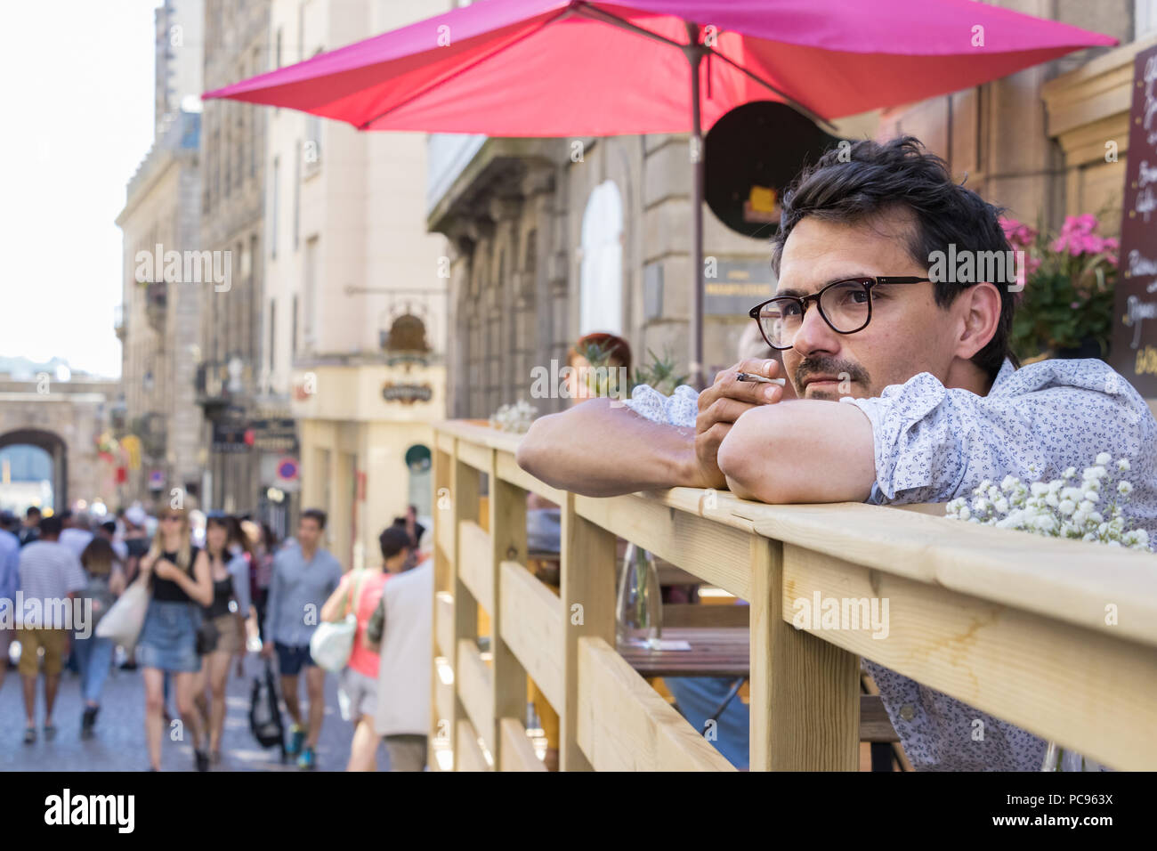 Saint-Malo, France - July 15th, 2018: A french young man wearing ...