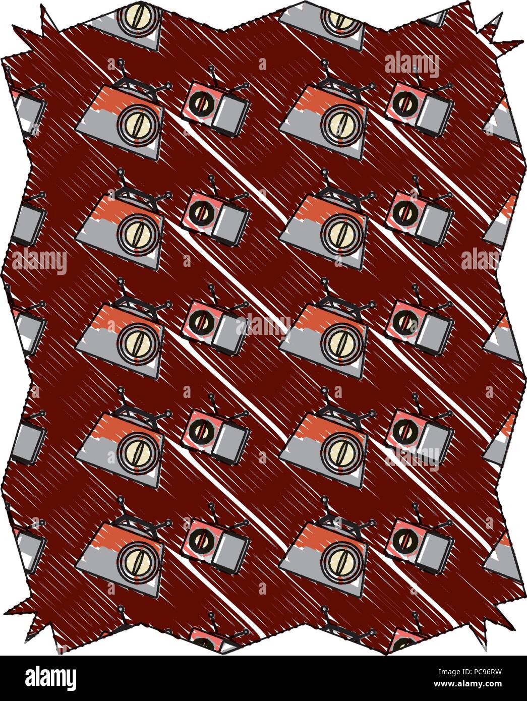 abstract frame with retro radio pattern over background, colorful ...