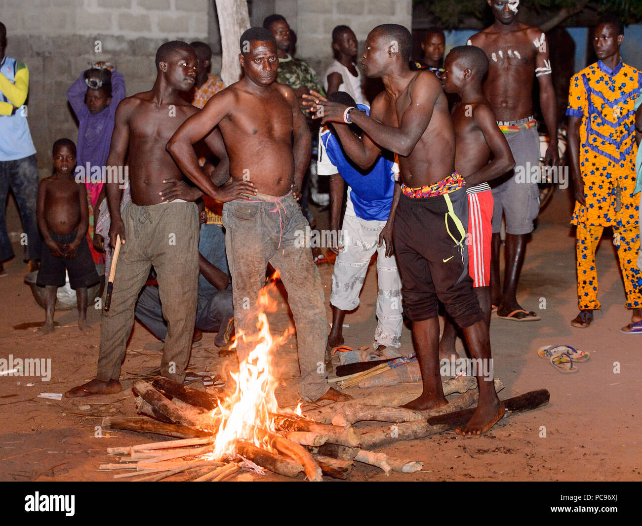 SOKODE, TOGO - JAN 12, 2017: Unidentified Togolese men on the local ...