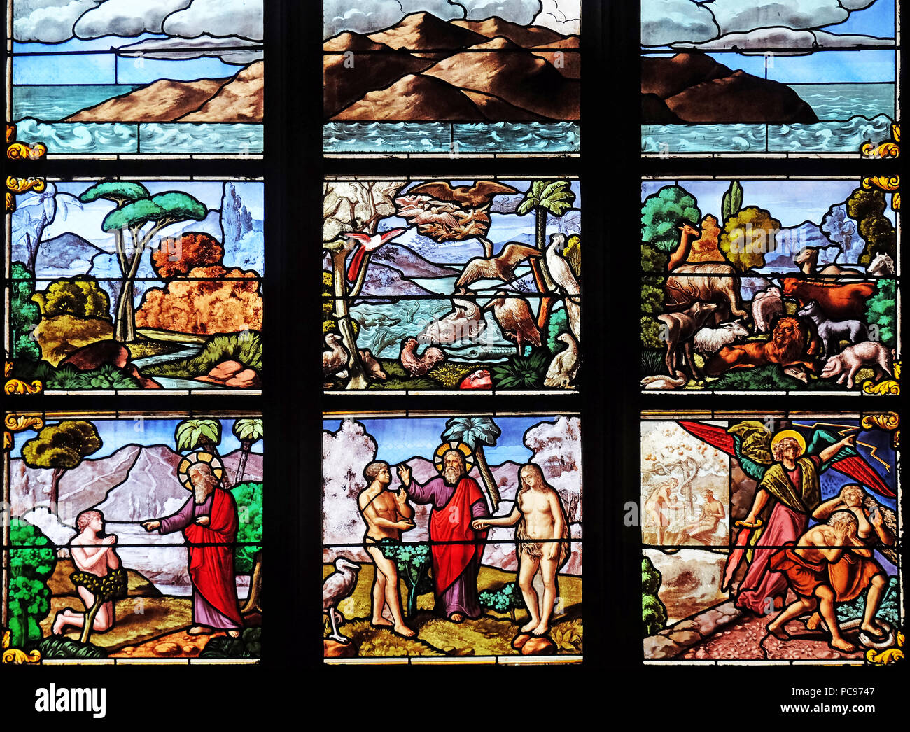 Stained Glass Window Adam Eve Stock Photos & Stained Glass Window Adam Eve Stock Images - Alamy