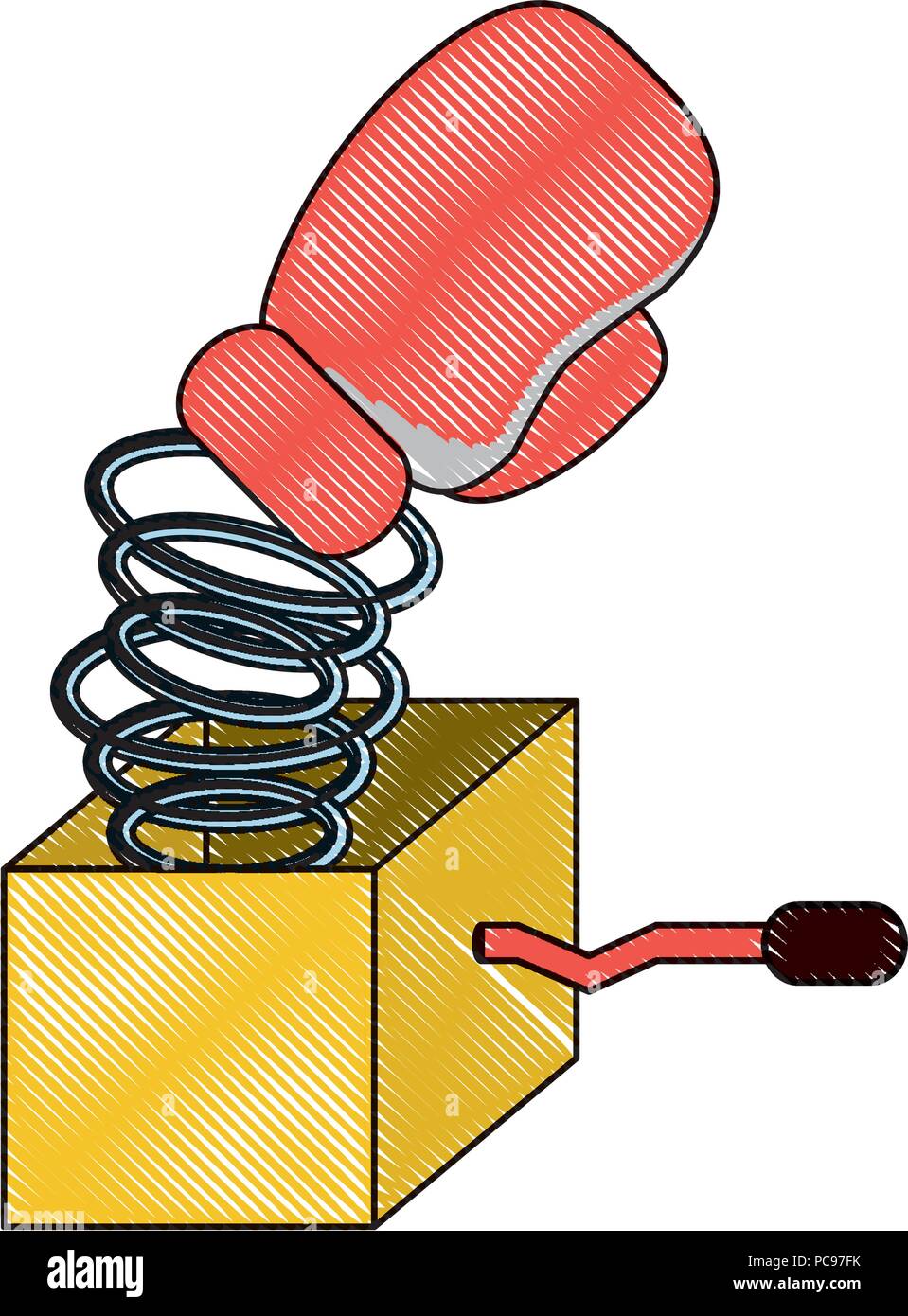 Joke box with boxing glove over white background, vector illustration ...