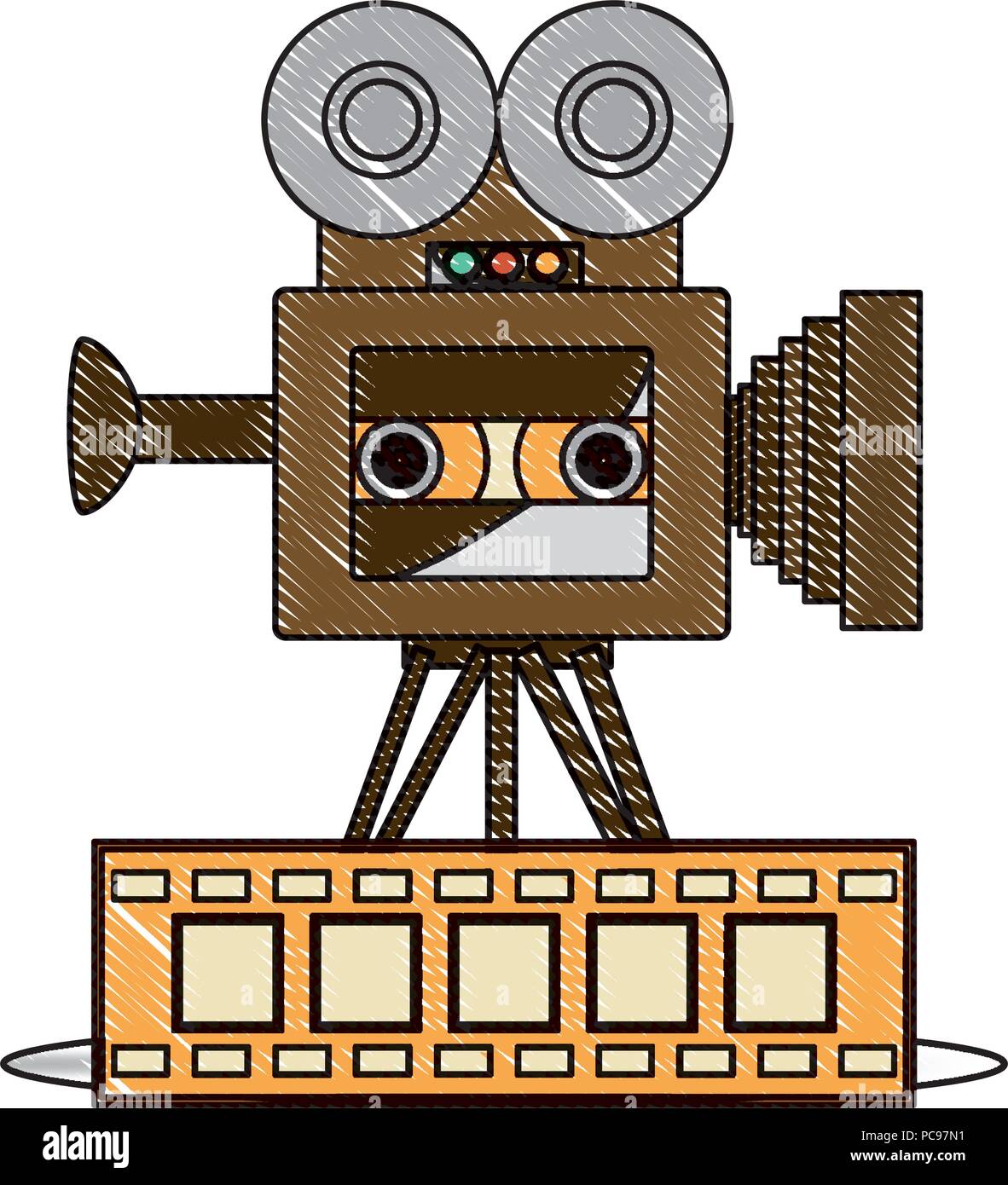 retro video camera icon over white background, vector illustration ...