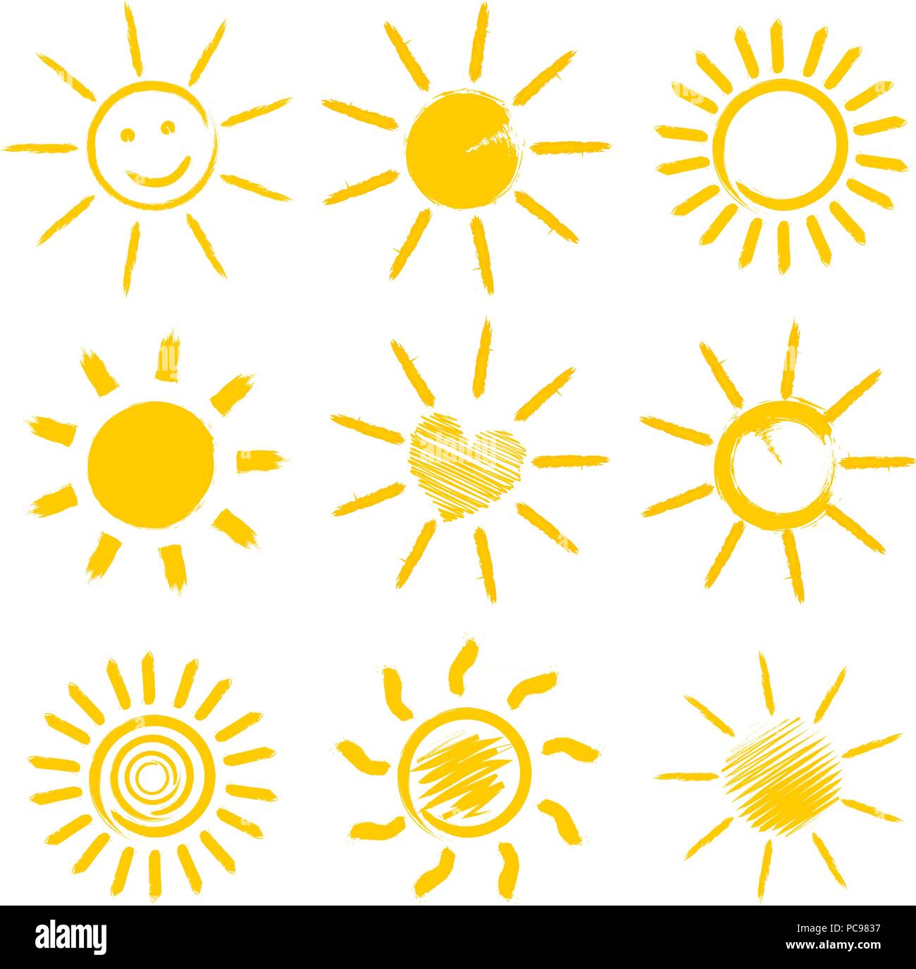 set of orange sun icons Stock Vector Image & Art - Alamy