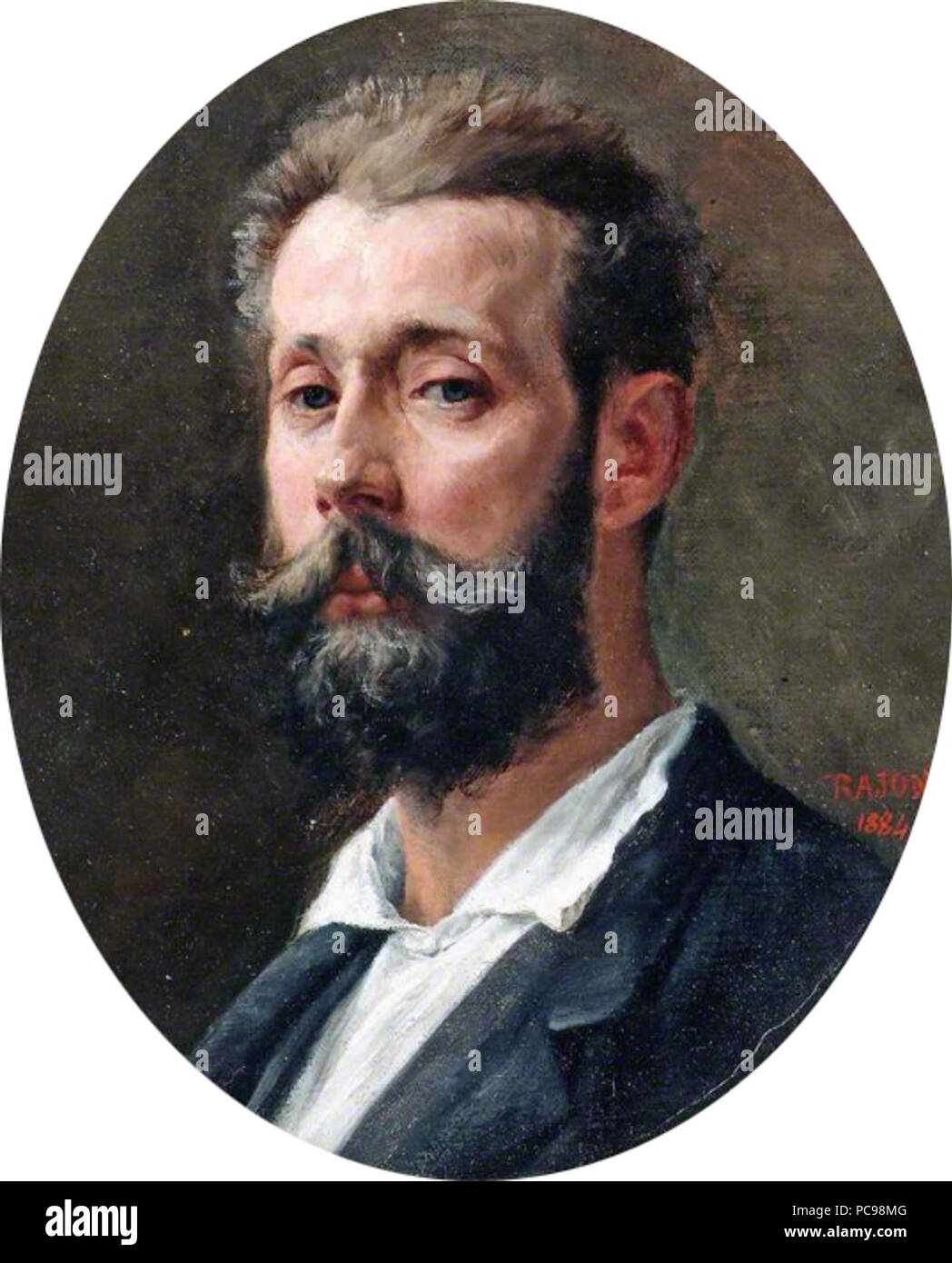 Self portrait *oil on canvas *34.5 x 29.7 cm *signed c.r.: RAJON / 1884 470 Paul Adolphe Rajon ...