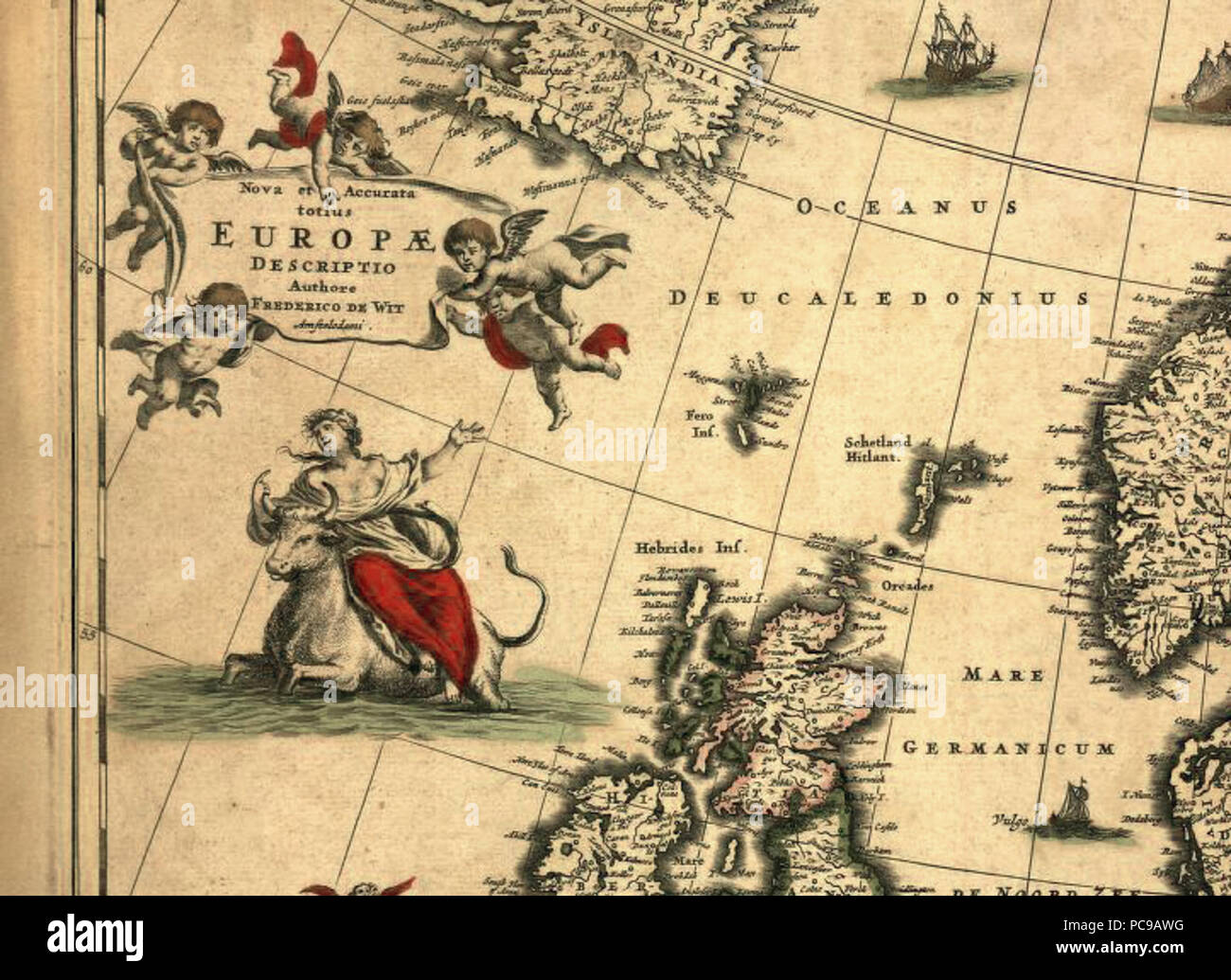 392 Map by Fredericus de Wit with Europa personification Stock Photo ...