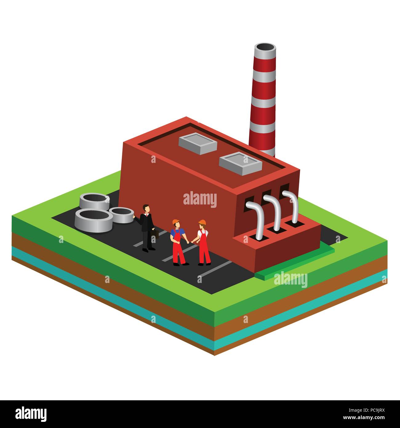 worker controls processes in production, isometric illustration Stock ...
