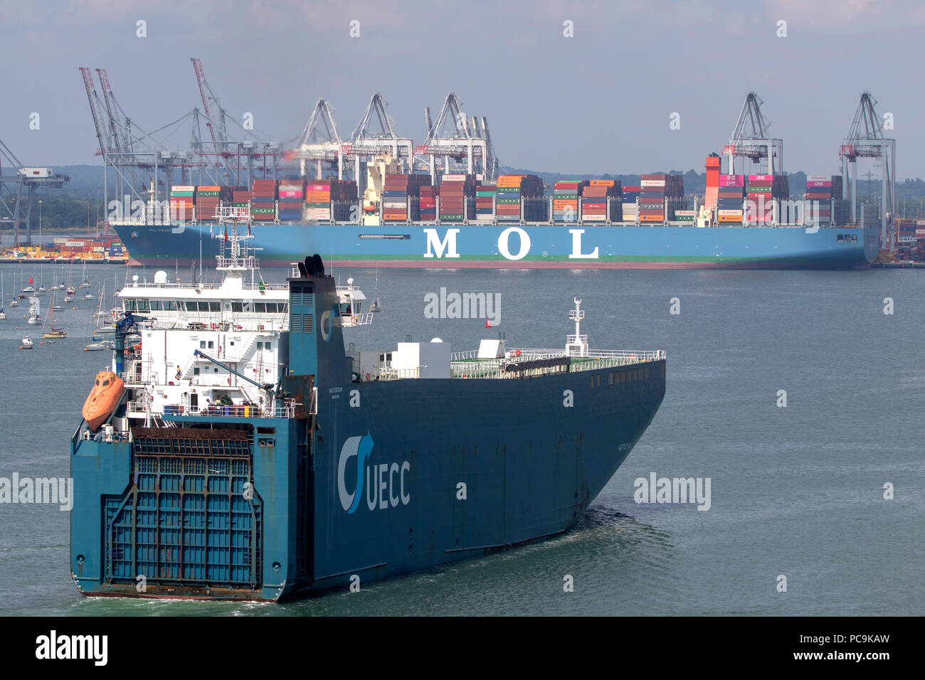 UECC Autostar Madeira Vehicles Carrier Vessel arriving into Southampton ...