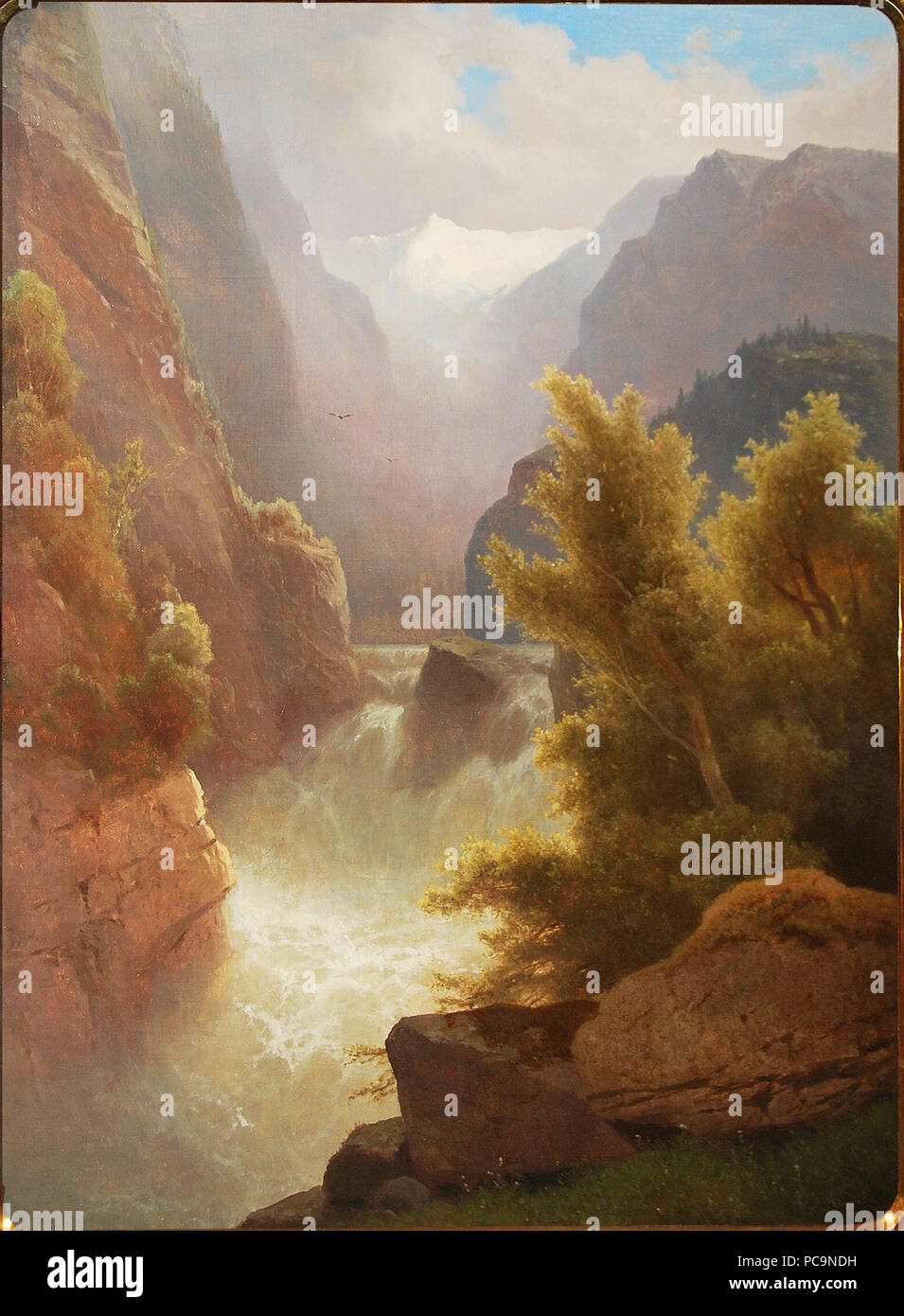4 Adolf Chwala (1836-1900) - Krajina s vodopádem Stock Photo - Alamy