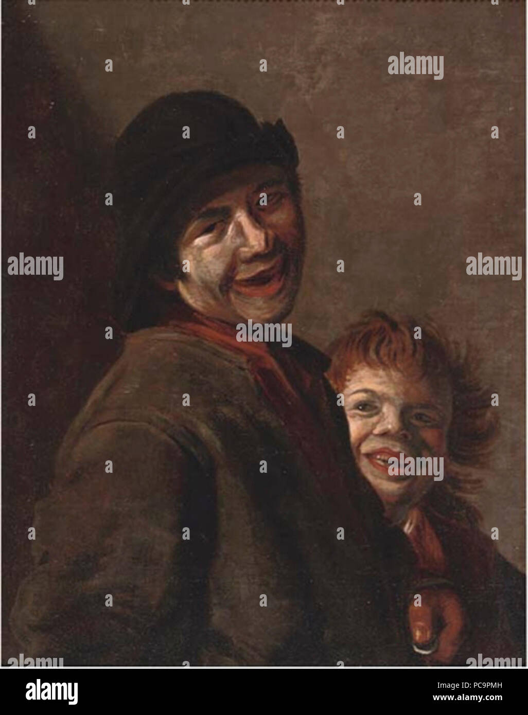After Frans Hals - a young man with a coin in his hand and a child ...