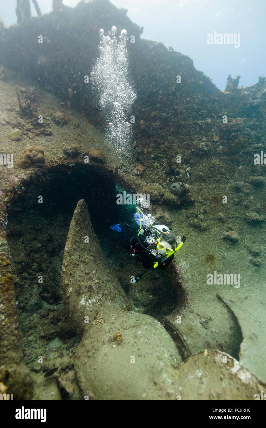Diving the wreck of the RMS Rhone in the British Virgin Islands from a ...