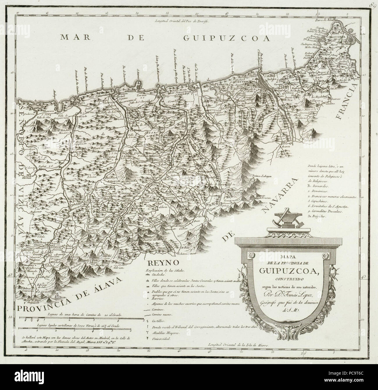 60 Mapa de la provincia de Guipuzcoa (1744-1746, Tomás López Stock ...