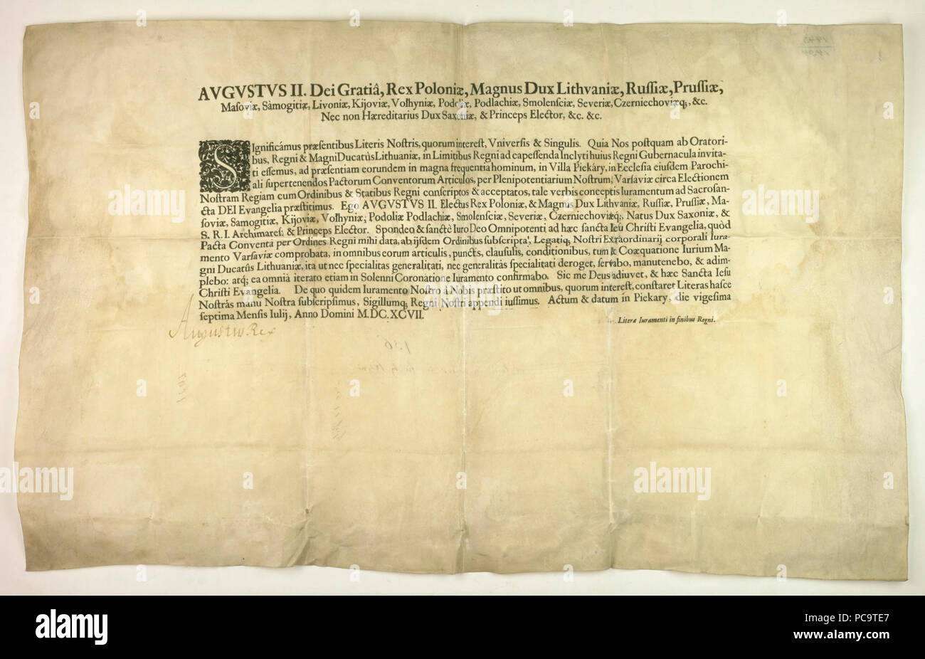 AGAD August II, elekt polski, przysiega, ze dochowa pacta conventa i ...