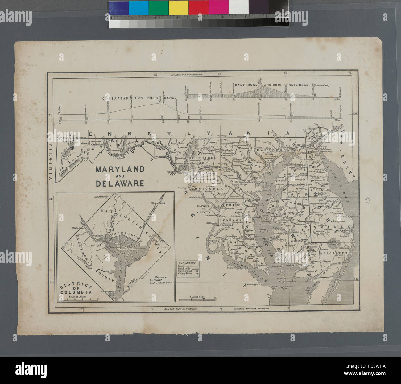 Maryland map 19th century hi-res stock photography and images - Alamy