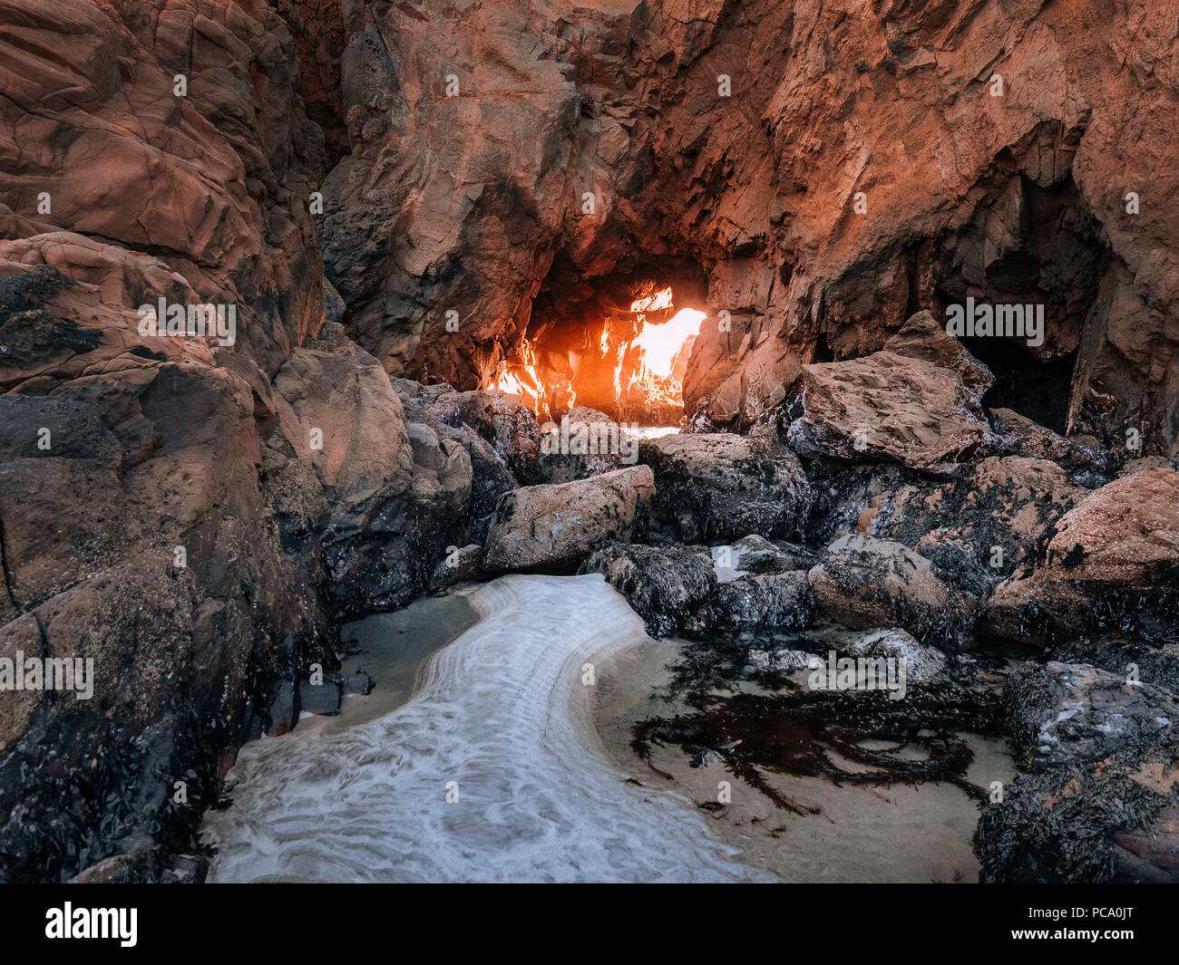 Famous Keyhole Arch at Pfeiffer Beach, along the Pacific Coast Highway ...
