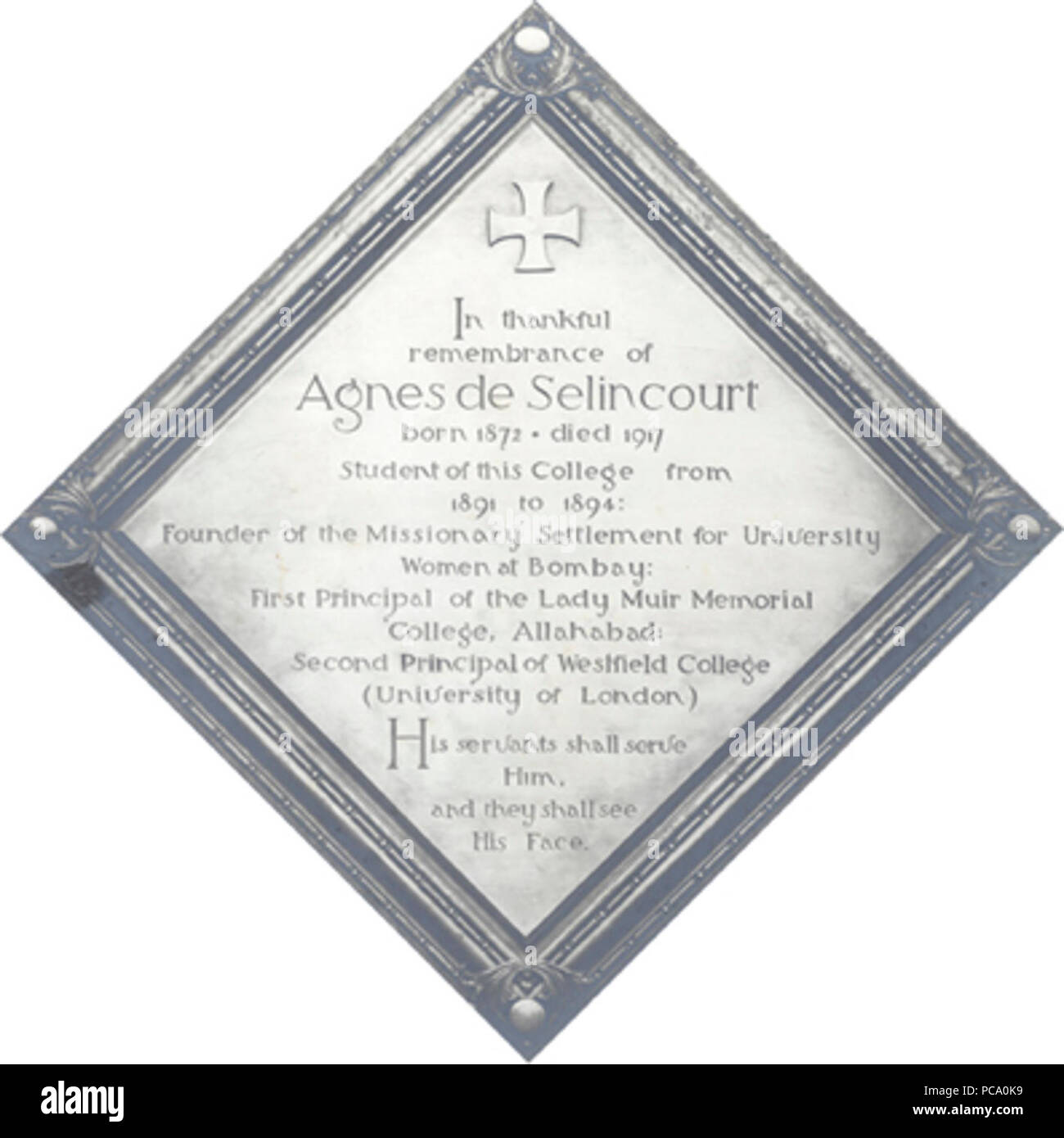 Agnes de Selincourt memorial Stock Photo - Alamy